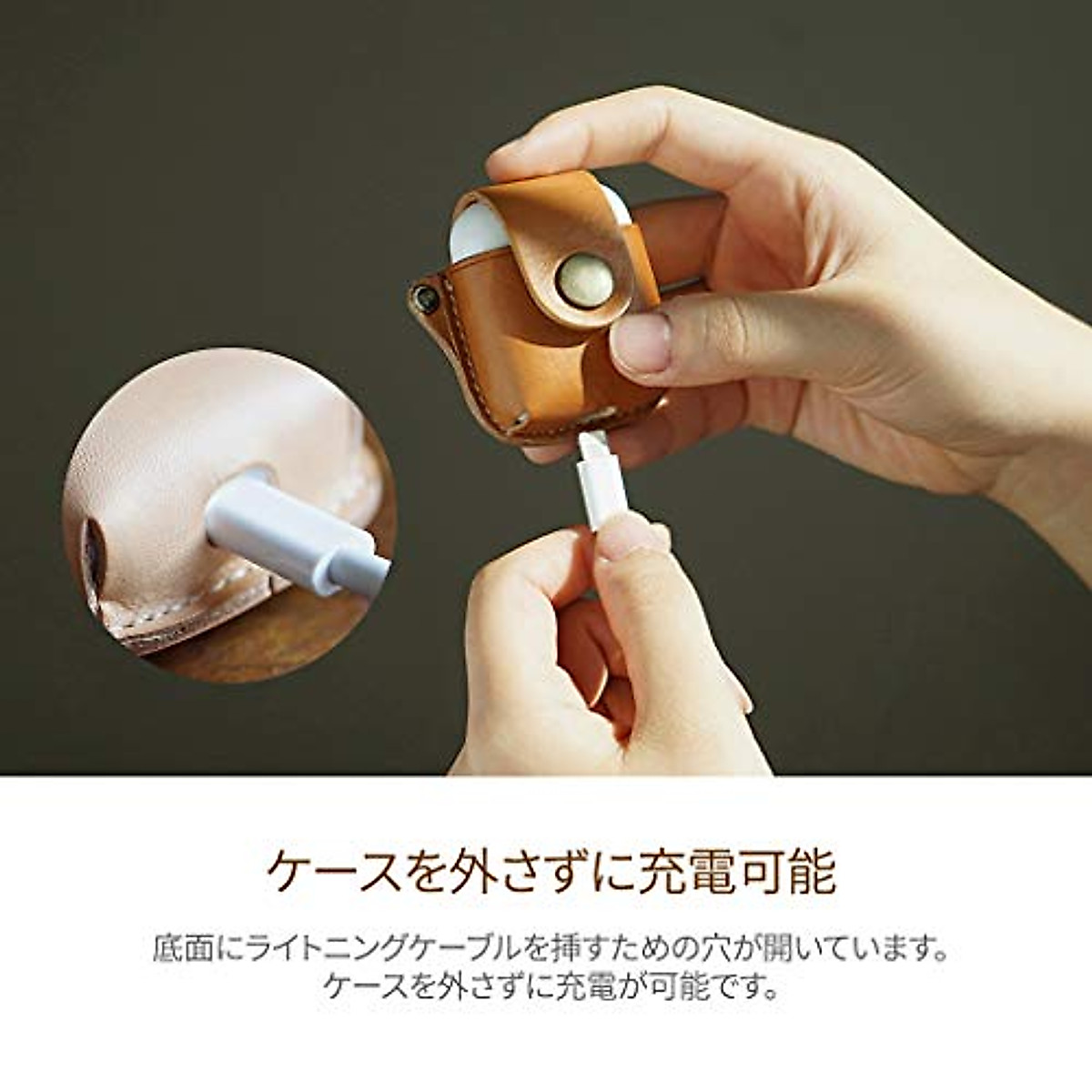 Hevitz Italian Genuine Leather Semi-Aniline AirPods Case, Blue