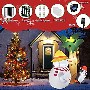 7FT Outdoor Inflatables Palm Tree,Funny Outdoor Inflatable Tree Hawaiian Snowman and Penguin Lighted,Cute Holiday Blow Up Outside Yard Decoration