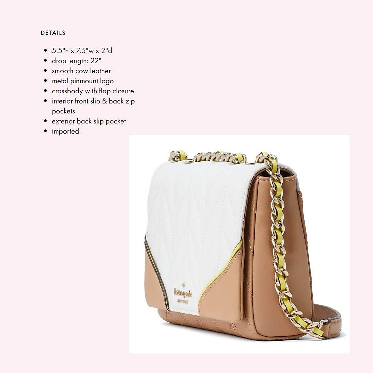 Kate Spade New York Briar Lane Quilted Mini Emelyn Women’s Shoulder Bag (White Dove Multi)