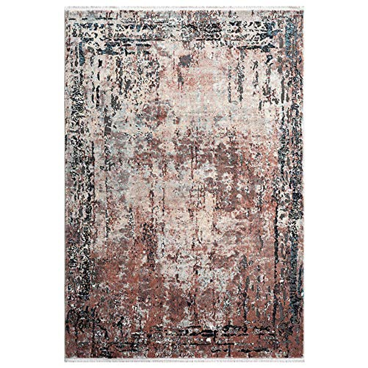 Abani 4' x 6' Contemporary Warm Rust Abstract Farmhouse Rug Rugs Modern Non-Shed Multicolor Distressed Living Room Rug