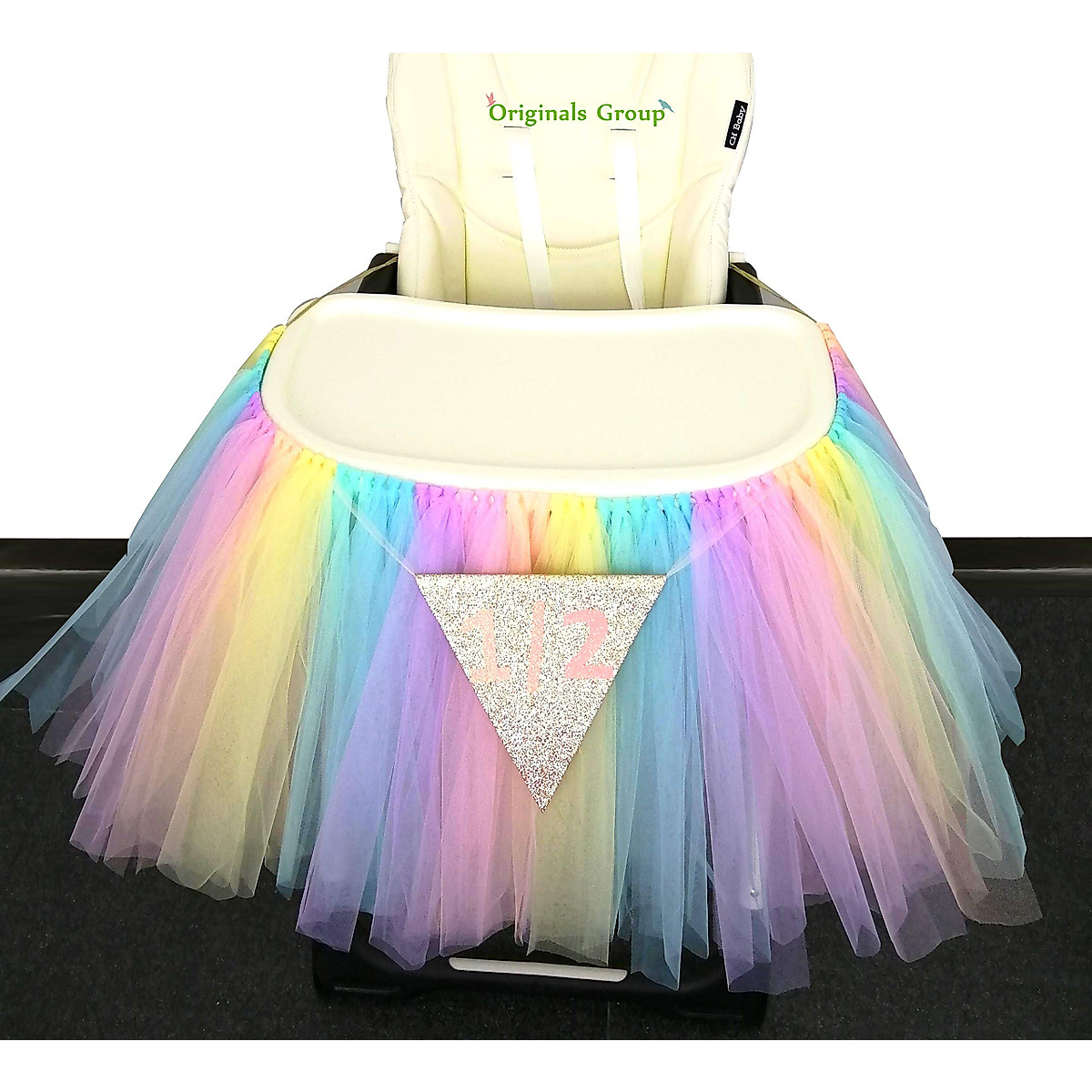 Originals Group Six Months Half Year Old 1st Birthday Rainbow Tutu Skirt for High Chair Decoration for Party Supplies