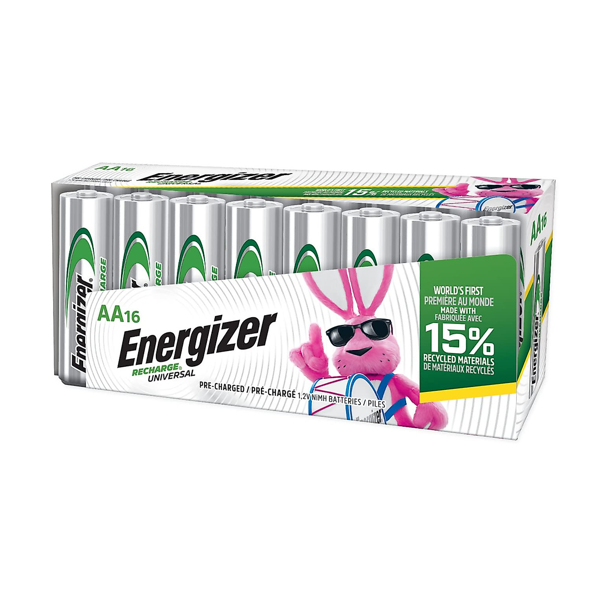 Energizer Rechargeable AA Batteries, Recharge Universal Double A Battery Pre-Charged, 16 Count & Rechargeable AAA Batteries, Recharge Universal Triple A Battery Pre-Charged, 8 Count