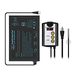 HYDGOOHO Reptile Heat Pad with Thermostat Under Tank Terrarium Heater MET Approved Waterproof Heat Mat Terrarium Accessories for Snake Lizard Hermit Crab Turtle Frog Spiders (8X12`` Pad +Thermostat)