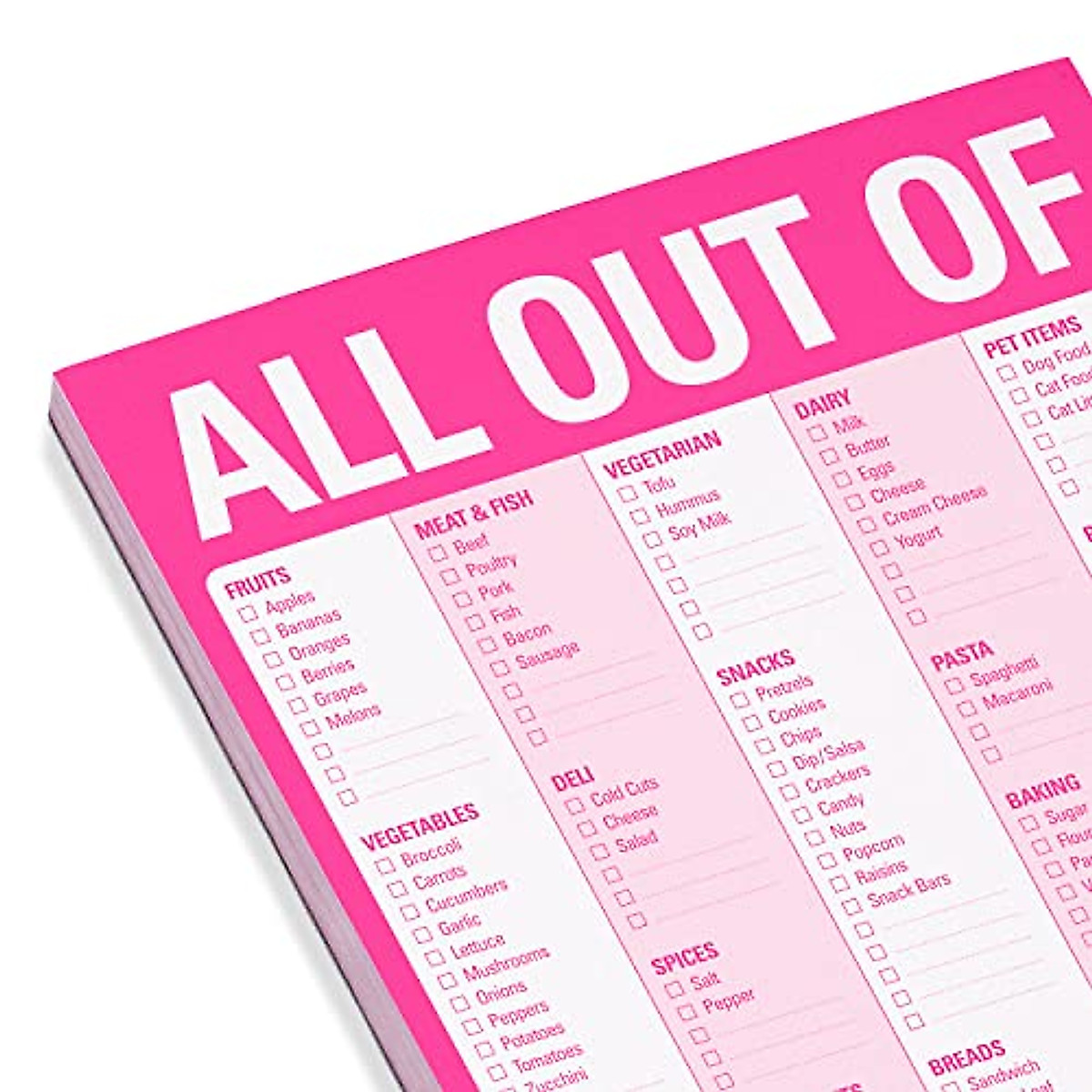Knock Knock All Out Of Pad Grocery List Note Pad, 6 x 9-inches (Pink)