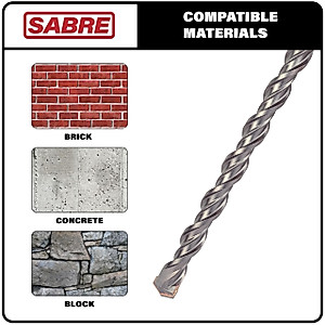 Sabre Tools 3/4 Inch x 12 Inch SDS Plus Rotary Hammer Drill Bit, Carbide Tipped for Brick, Stone, and Concrete Version 2 (3/4" x 10" x 12")