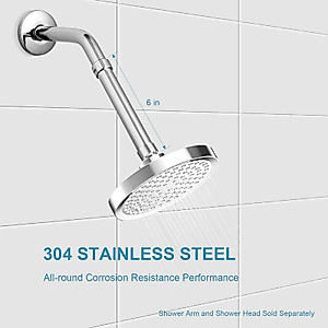 OFFO Shower Head Extension Arm, Shower Arm Extension Shower Head Extender Made of 304 Stainless Steel Shower Pipe Extension, Chrome 6 Inches