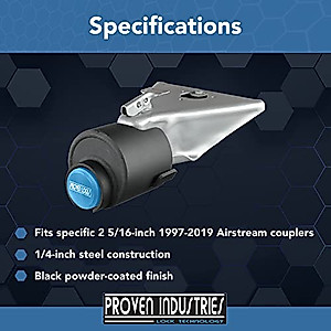 Proven Industries Model 2516-AS Trailer Lock, Fits (1997-2019) 2 5/16-Inch Airstream Couplers, Made in The USA (Blue)