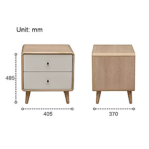 Bedside Table Nightstand 2 Drawers, Side Table for Livingroom, Bedside Table with Solid Wood Legs, Modern End Side Table for Bedroom, L40.5 xW37 xH48.5cm Nightstand Storage Unit (Color : Gold)