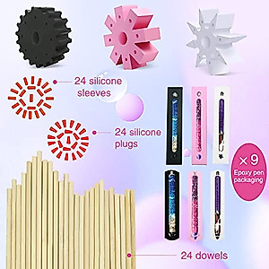 Epoxy Pen Turner Attachment and 9 Pcs Epoxy Pen Packaging kit, Epoxy Pen Adapter for Holding Pens on Cup Tumbler Turners, Glitter Pen Box for Giving The Pen as a Gift (White, Black, Pink)