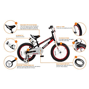 Royalbaby Boys Bike Freestyle Premium 16 Inch Kids Bike for Age 3-9 Years, with Training Wheels and Water Bottle