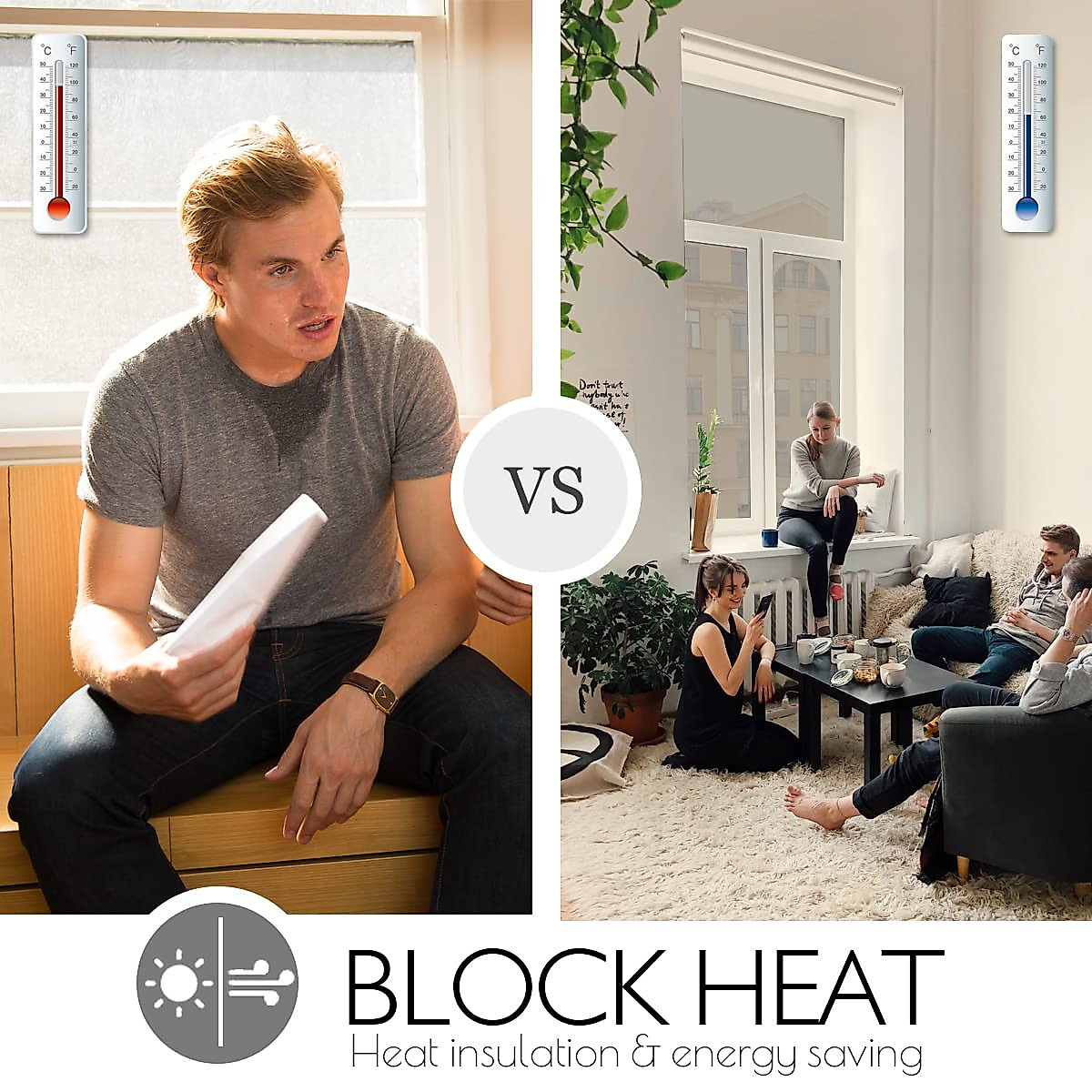 HIDBEA One Way Window Film Non-Adhesive, Heat Control Sun Blocking Daytime Privacy Glass Films, Reflective Self Static Cling Mirror Window Tint for Home (Silver, 35.4 Inch x 16.4 Feet)