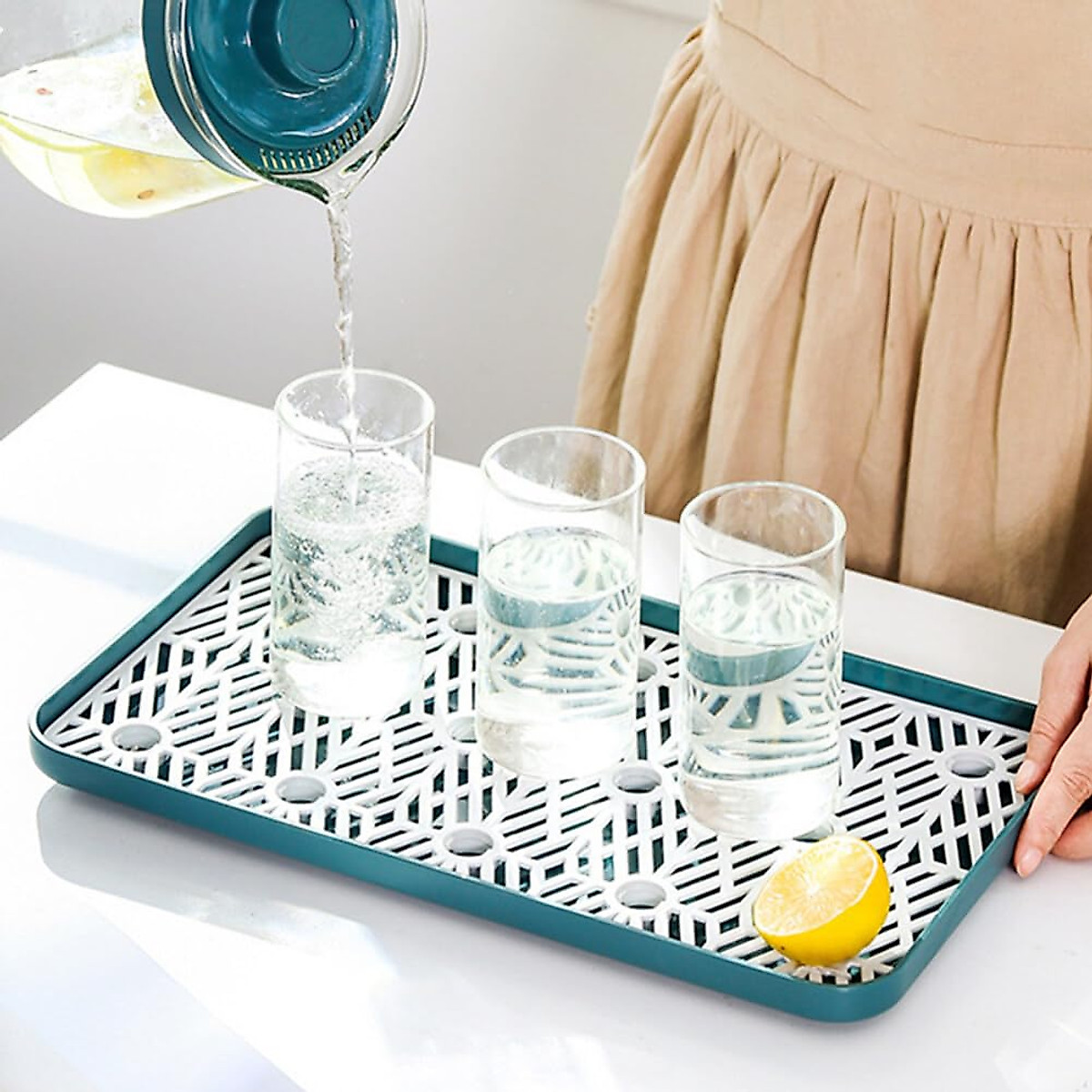 Veemoon Dishes Drying Rack Cup Drain Tray Mug Drainboard: Glass Drying Tray Mug Drain Board Wine Glasses Holder Drainer Shelf for Home Living Room Kitchen Multifunctional Shelf Glass Coffee Cup