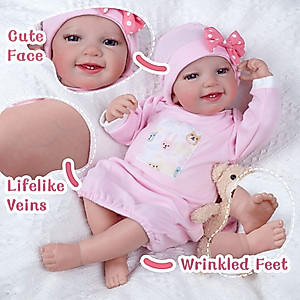 BABESIDE Lifelike Reborn Baby Dolls Leen- 20-Inch Sweet Smile Realistic-Newborn Baby Dolls Handmade Baby Feeling Real Life Baby Dolls Girl with Feeding Kit Gift Box for Kids Age 3+