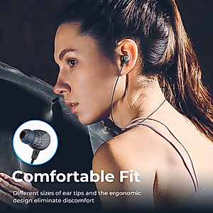 SoundPEATS Q30 HD Bluetooth Headphones in-Ear Stereo Wireless 5.0 Magnetic Earphones IPX6 Sweatproof Earbuds with Mic for Sports, Immersive Bass, 10mm Drivers, aptX-HD, 13 Hours Playtime, Secure Fit