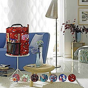 Qukou Yarn Storage Portable Bag, Normal Capacity Knitting Projects Organizer for Yarns, Crochet Hooks, Knitting Needles