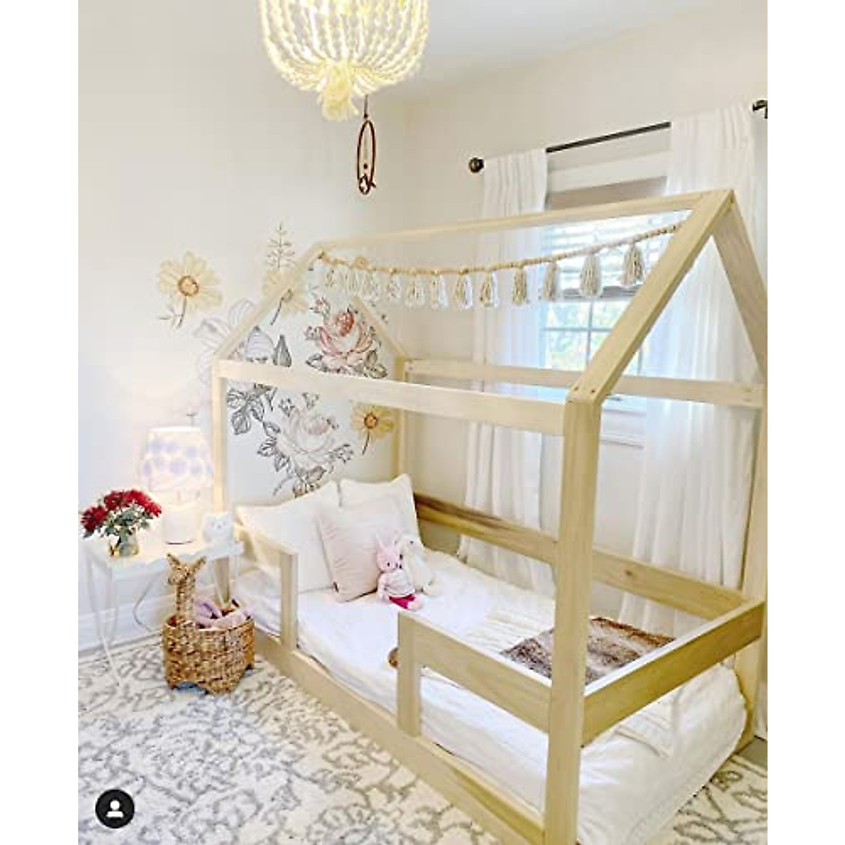 Twin Full or Queen House Bed with Railings Handmade in the USA