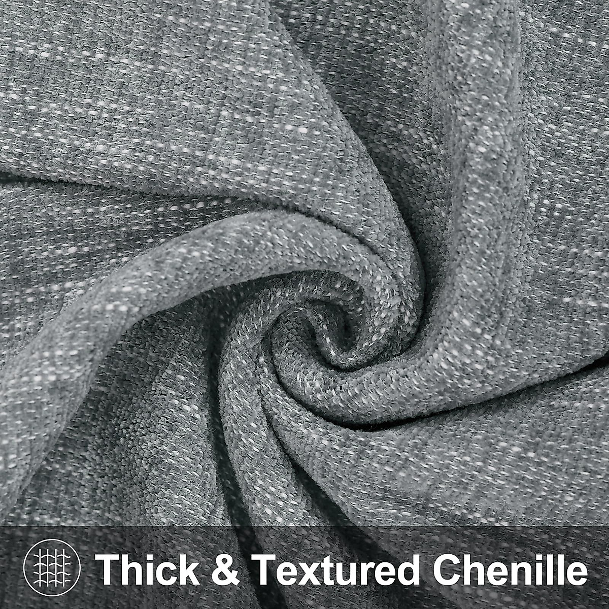 decorUhome Decorative Throw Pillow Covers 18x18 Set of 2, Farmhouse Textured Chenille Square Pillow Covers for Couch Sofa Bed Living Room, Grey