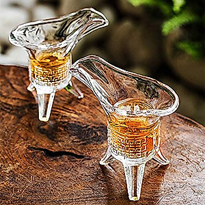 1-Ounce Retro Shot Glasses set of 6 - Drinking like an Ancient King/Queen - Unique Clear Glass Sipping Cup Dispenser Bulk for liquor Soju tequila Whiskey Baijiu