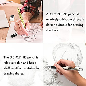 Nicpro Gold Mechanical Pencils Set, 3 PCS Metal Drafting Pencil 0.5 mm & 0.7 mm & 0.9 mm & 3 PCS 2mm Graphite Lead Holder (2B HB 2H) For Writing, Sketching Drawing With 12 Tube Lead Refills Case