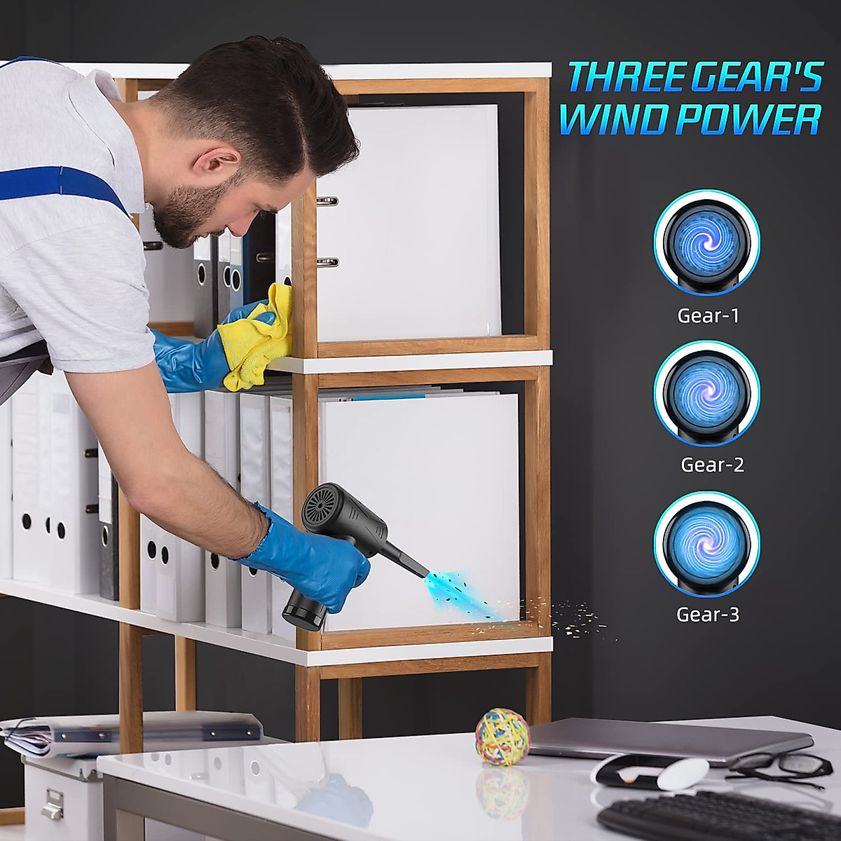 Compressed-air-dusters-electric-duster-100000RPM- air Blower for Computer - No Compressed air can - Replace Canned air dusters -Keyboard Cleaner - pc air dusters - Compressed air Electric 7600mAh