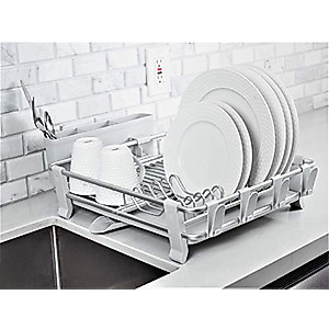 Real Home Innovations Designer Series Milan Single Tier Dish Rack, Extra Large, Satin Aluminum Gray