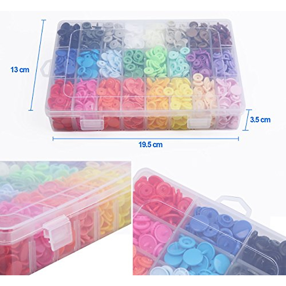 408 Sets Plastic Snap Buttons, No-Sew T5 Snaps with Organizer Storage Case for Bibs Diapers Crafts by ilauke