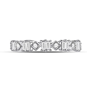 The Diamond Deal 14kt White Gold Womens Baguette Diamond Modern Band Ring 1/3 Cttw