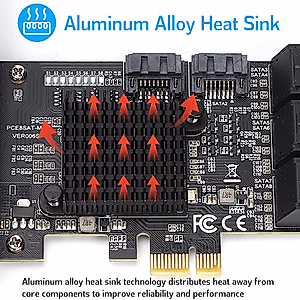 Heayzoki Ports PCI-E to SATA 3.0 Card,PCI Express PCI-e Expansion Card,PCI-E to SATA3.0 Controller Expansion Board,for 7/8/XP/10,with Driver Disc,Semi-High Baffle
