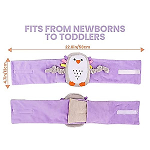 Superse Colic and Gas Relief for Newborns - Colic Calm Baby Heating Pad Belly Band for Upset Stomach and Baby Reflux - Warm Aroma Stomach Band for Fussy Infant Gas with Washcloth (Purple penguin)