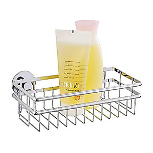 WENKO Express-Loc Shower Shelf, Shower Storage, Shower Caddy Basket, Shower Caddy Shelf, Shower Basket Organizer, Stainless Steel, 9.8 x 3.0 x 5.7 in,Shiny