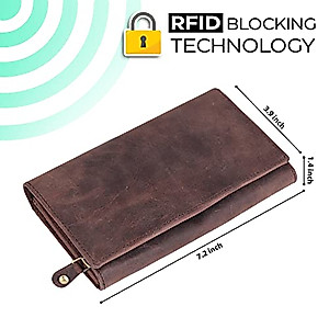 Women’s Leather Wallet with RFID Block Multi Card Holders Wallet With Zipper Pocket