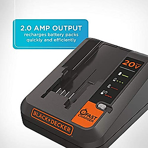 BLACK+DECKER 20V MAX Lithium Battery Charger, 2 Amp (BDCAC202B)