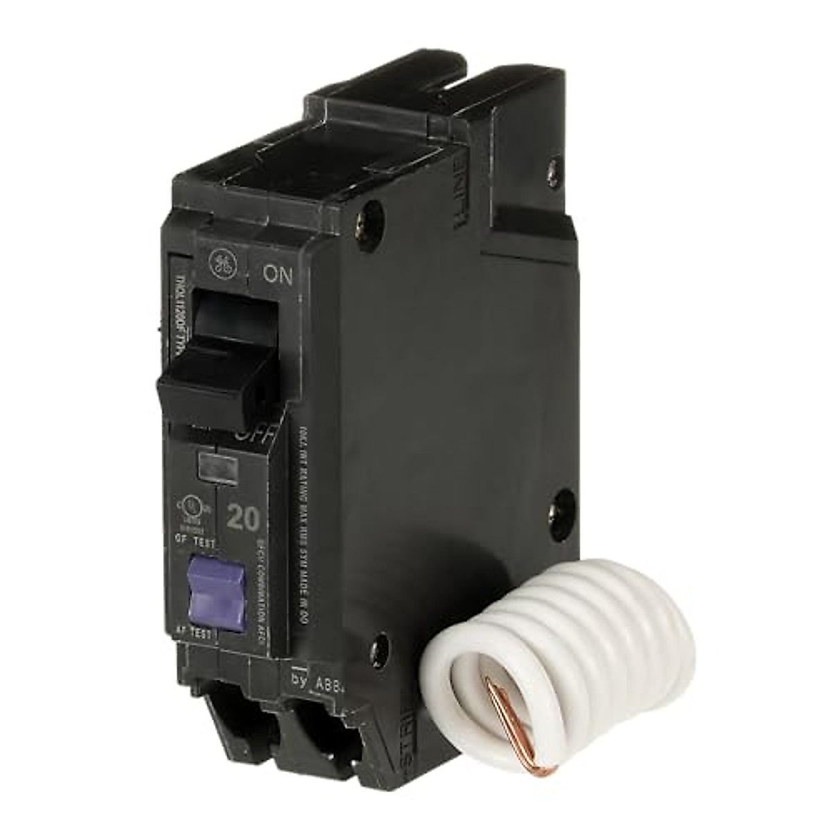 ABB Q-Line® THQL1120DFP 20A Dual Function AFCI/GFCI Circuit Breaker • 20 Amp Single Pole 120 VAC Breaker • Arc Fault Circuit Interrupter & Ground Fault Circuit Interrupter • Plug-in Mount Type