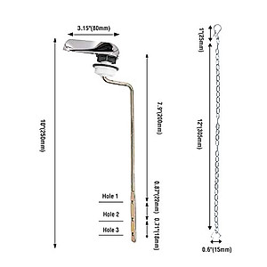 Jwodo Toilet Handle Replacement Kit, Chrome Finish Side Mount Toilet Trip Levers with Seal Gasket and Nut, 2Pcs Stainless Steel Flapper Chains, Universal Replacement for Most Side Mount Toilets
