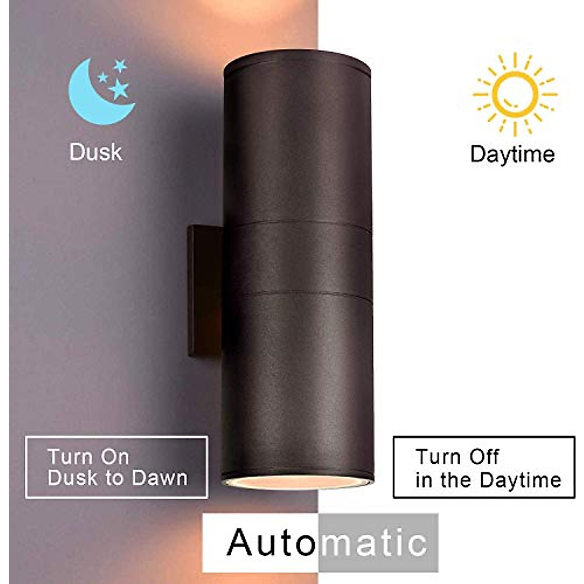 rosykite Outdoor Wall Lights Dusk to Dawn Exterior Lighting Fixtures Wall Mount - 2 Light Bulbs Included, Modern Sconces Wall Lighting- Up Down Exterior Outdoor Lights for Porch, Backyard and Patio