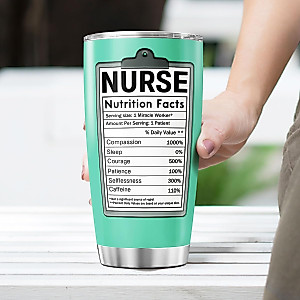 JENOIS Nurse Nutrition Facts, Tumbler 20 Oz With Lid And Straw, Women Coffee Nurses Week School For Nursing Cups Tumblers, Nurse Gifts