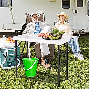 Goplus Portable Fish Cleaning Table with Sink, Folding Outdoor Camping Sink Station with Hose Hook Up, Heavy Duty Fillet Table with Faucet for Dock Beach Patio Picnic