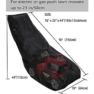 Lawn Mower Cover Outdoors Waterproof Push Lawnmower Cover Dust UV Protection Universal Oxford Covers with Drawstring Storage Bag 76" x 25" x 44"
