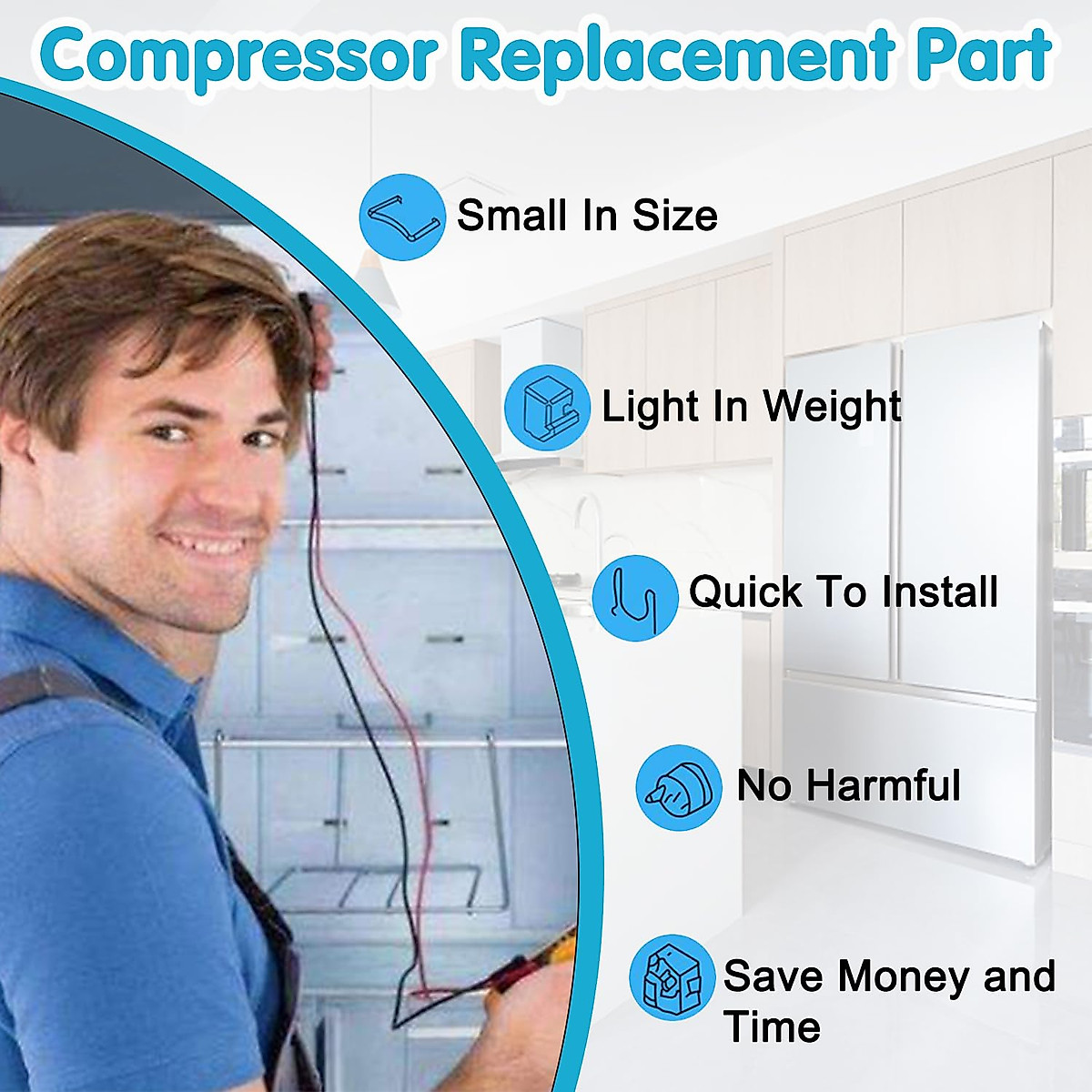 Heyiarbeit Refrigerator Thermal Overload Protector1(HP) 750W Compressor Replacement Part 2pcs