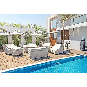 MR.COVER 3-Seater Outdoor Couch Cover Waterproof, Outdoor Sofa Cover, Patio Furniture Cover, 96W x 40D x 35H Inches, Strong & Sturdy, Beige, Amenre Series