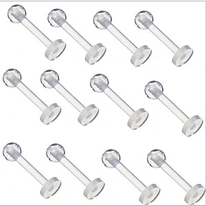 Happyupcity Cartilage Earring 30Pcs Clear Silica Gel and Acrylic Retainer Lip Rings Nose Studs Ear Helix Earring Clear Flat Top Retainer