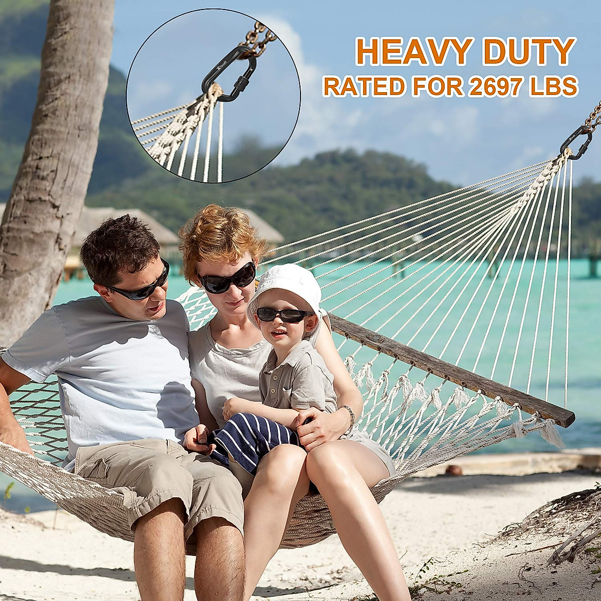 Locking Carabiner Clips Heavy Duty - Favofit 12KN (2697 lbs) Strong Caribiniers for Hammock - Ultralight D-Ring Carbineers for Outdoor Camping Hiking Backpacking Keychain Dog Leash (Screwgate)