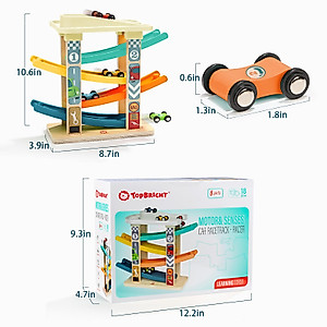 TOP BRIGHT Car Ramp Toddler Toys for One Year Old Boy Gift, Car Race Track Toys for 1 Year Old Boy with 4 Mini Cars