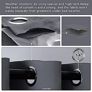 DIVA EN CAMINO DEC Outdoor Patio Curtain Waterproof Darkening Thermal Insulated Indoor Curtains for Bedroom, Porch, Living Room, Pergola, Cabana, W52 x L95, Gray, Set of 2 Panels