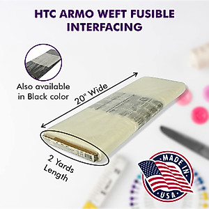 Superpunch Armo Weft HTC88002 Interlining/Interfacing - 20 Inches Wide, Medium Weight Woven Iron On Fleece Fusible Interface for Sewing, Polyester, Rayon, Sold in 2 Yard Package, Made In USA (White)