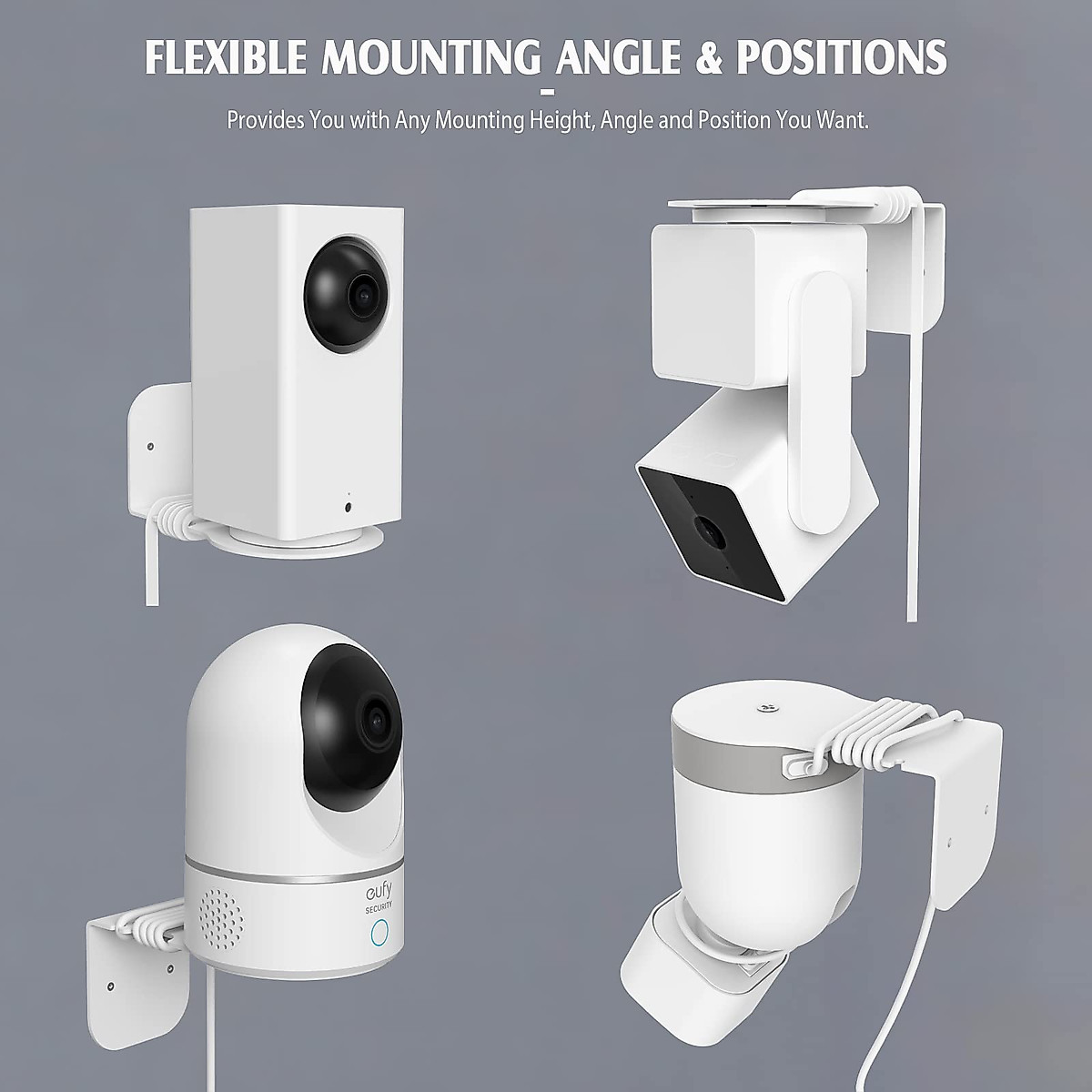 PUUUCI Wall Mount for Blink Mini Pan-Tilt Camera/WYZE Cam Pan v3&v2 / Eufy Security Solo IndoorCam P24 - WYZE/Blink/Eufy Security Camera Mount Bracket Accessories for Home/Apartment/Office (2-Pack)