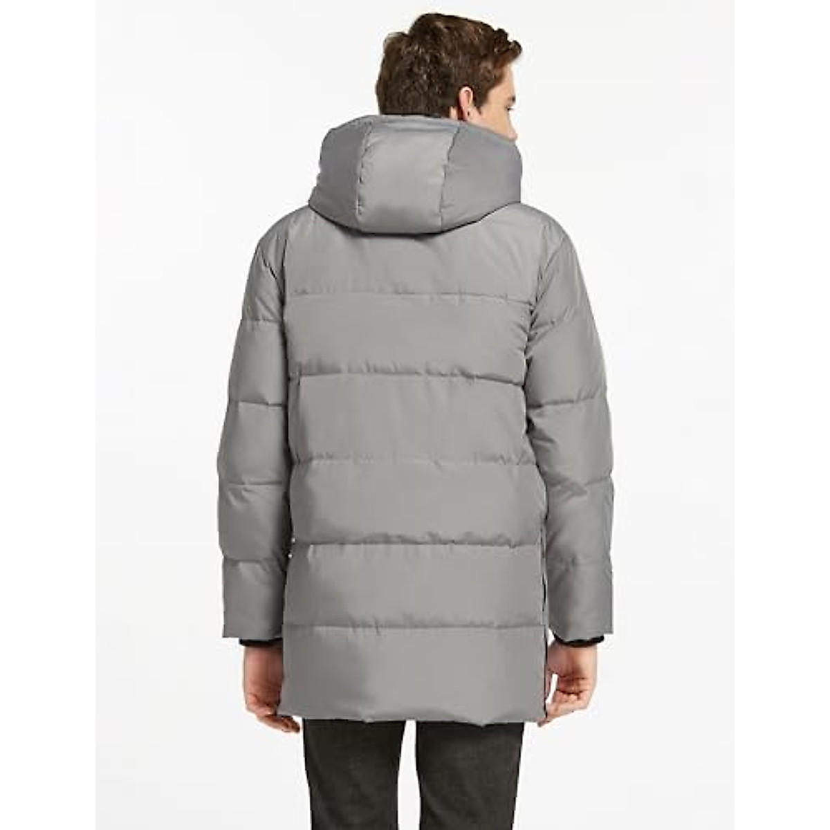 Orolay Men's Thickened Down Jacket Hooded Winter Coats with 6 Pockets Grey L