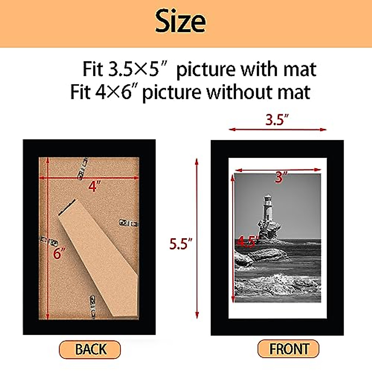 4x6 Picture Frame Set of 5, Display Pictures 3.5x5 with Mat or 4x6 Without Mat, Wall Gallery Photo Frames or Tabletop Display