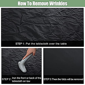 smiry Rectangle Tablecloth, Elastic Fitted Flannel Backed Vinyl Tablecloths for 6ft Folding Tables, Waterproof Wipeable Table Covers for Indoor, Outdoor, Picnic and Camping (Black, 30"x72")