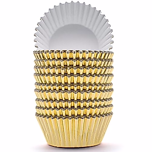 200 Pcs Gold Foil Cupcake Liners Standard Baking Cups Muffin Paper Cases